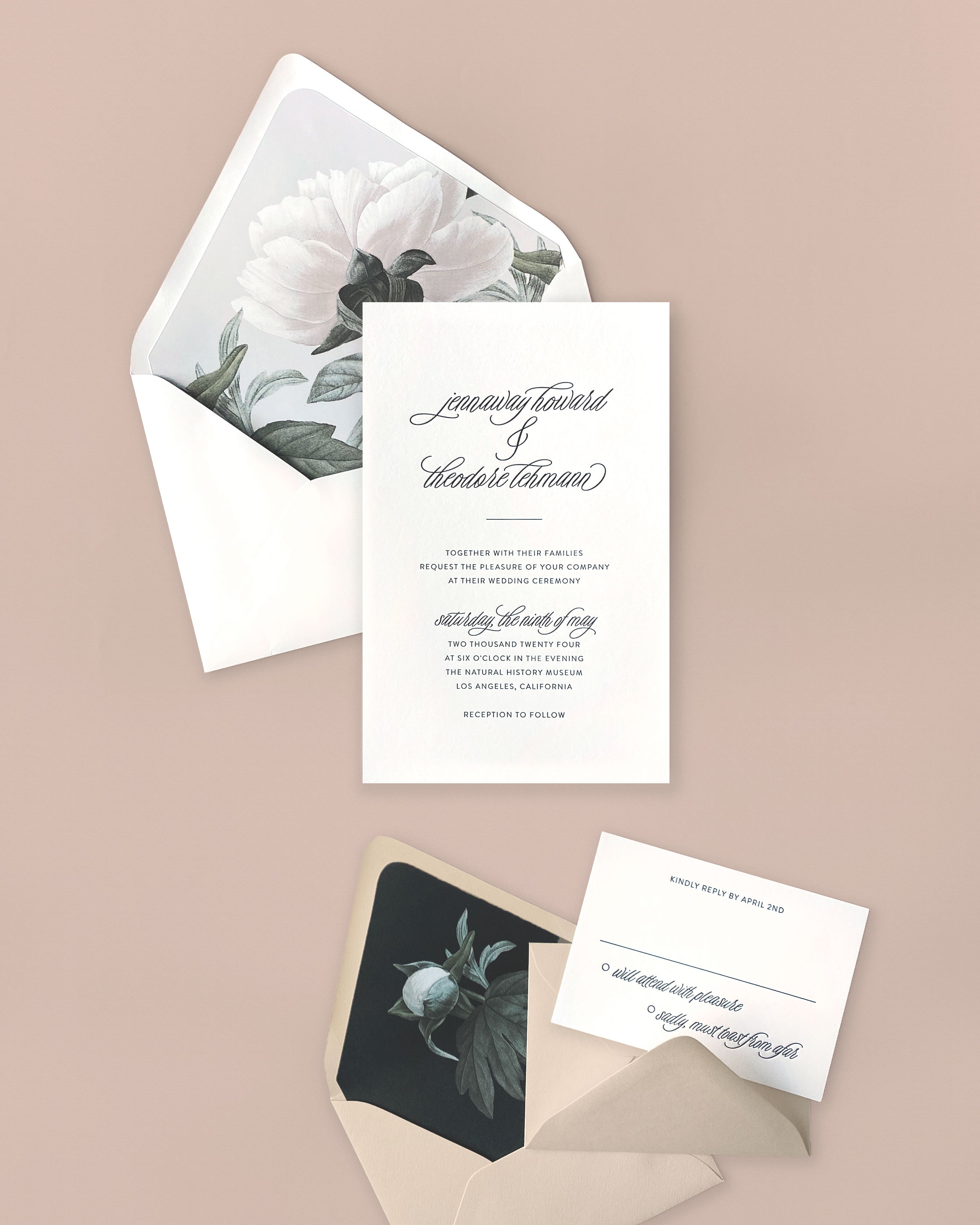 Simple Letterpress Wedding Invitation Deckled Edge Handmade Paper